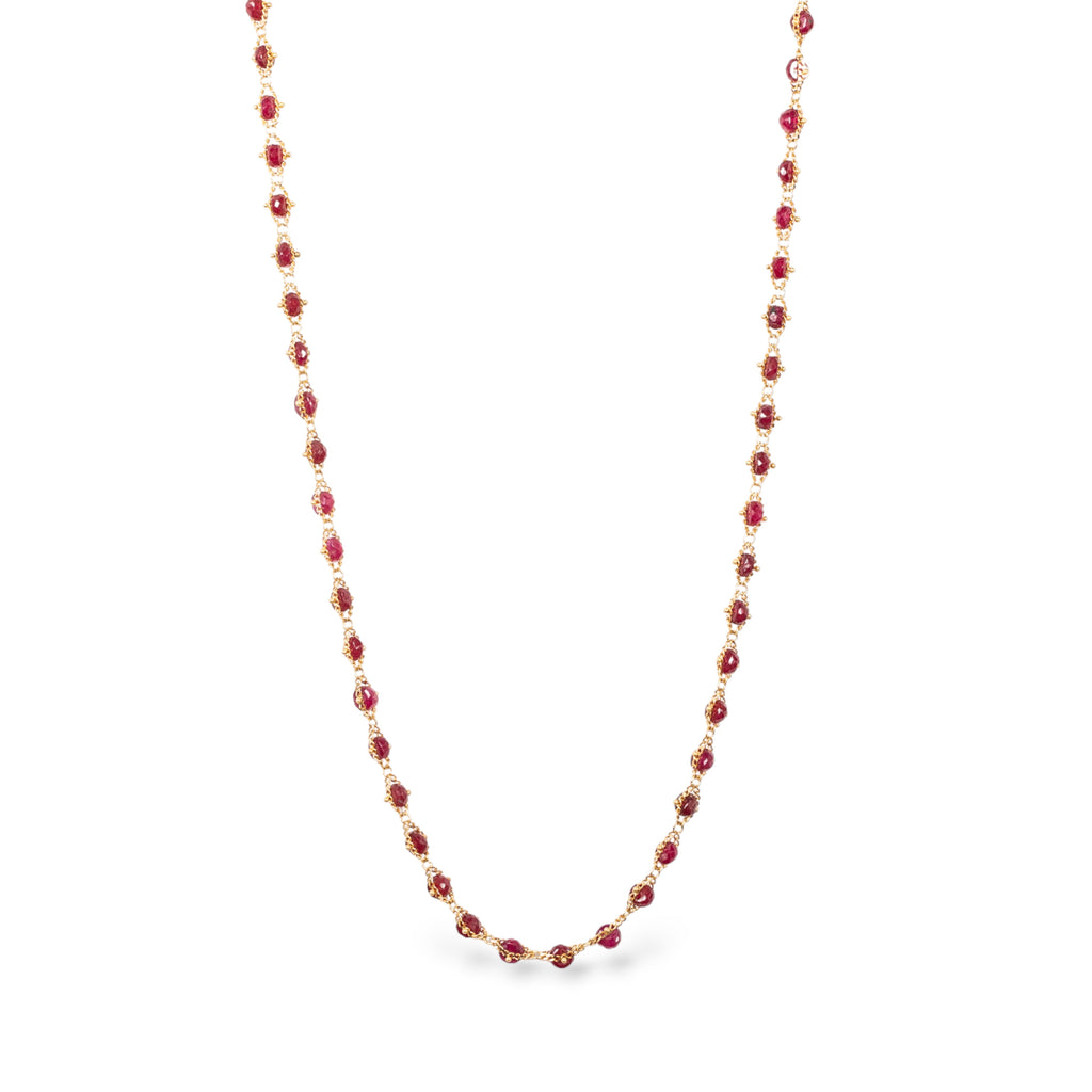 Ruby Woven Necklace in 18k Gold – Amáli Jewelry