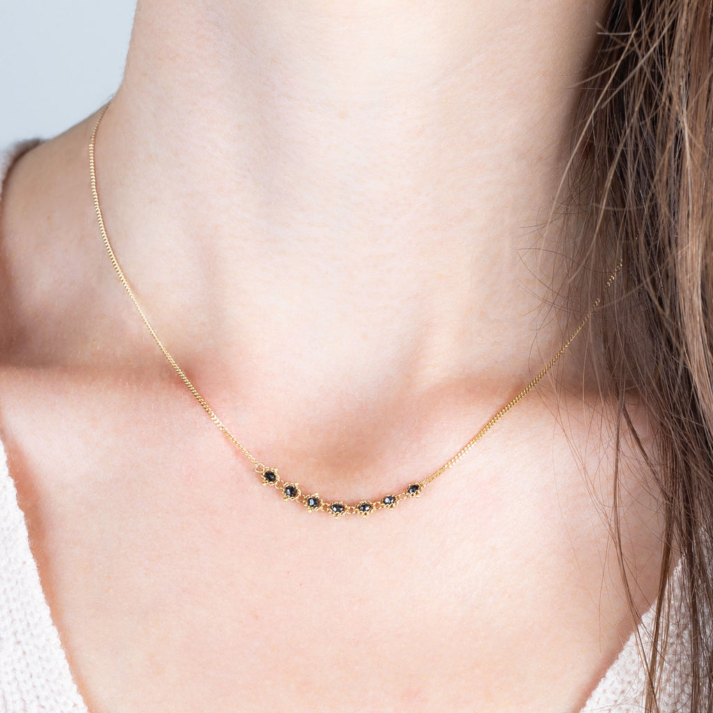 Black Diamond Textile Row Necklace in 18k Gold – Amáli Jewelry