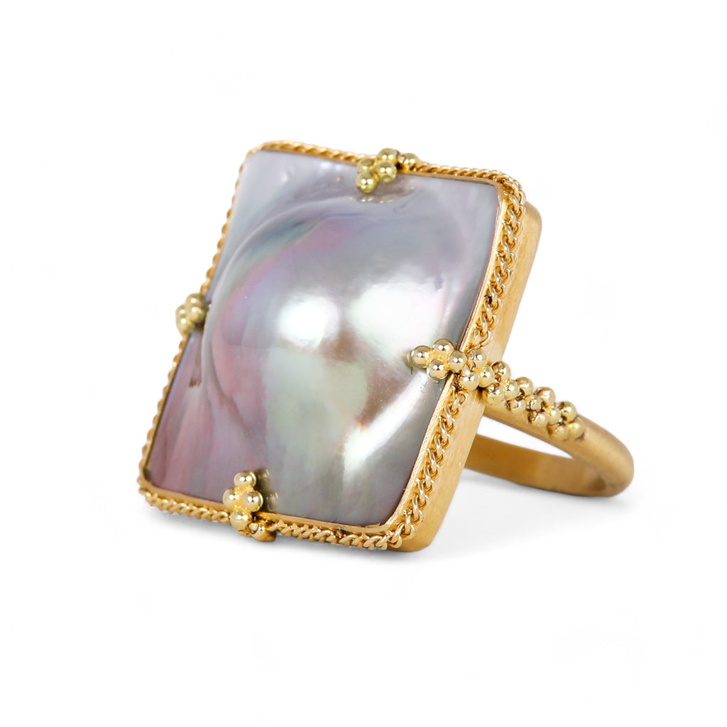 Amáli Square Mabe Pearl Ring in 18k Yellow Gold – Amáli Jewelry
