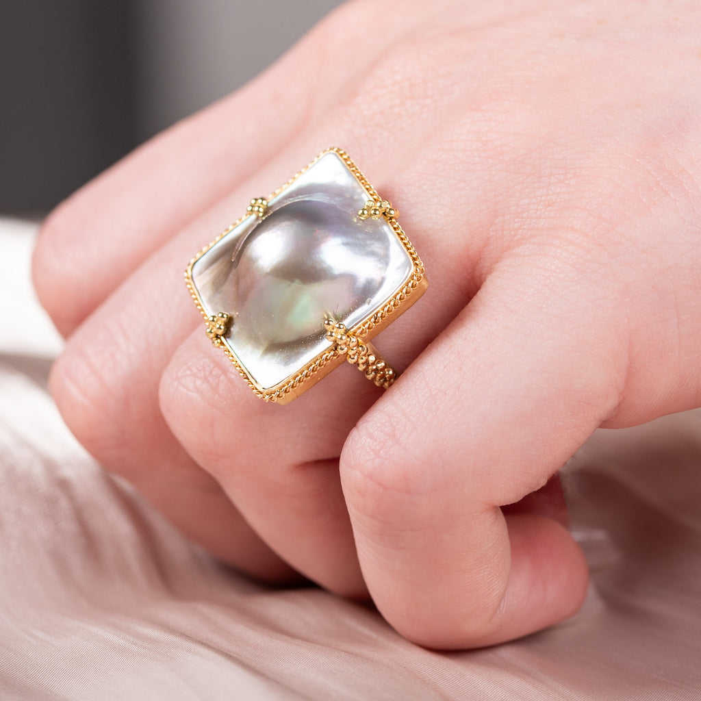 Square Mabe Pearl Ring – Amáli Jewelry