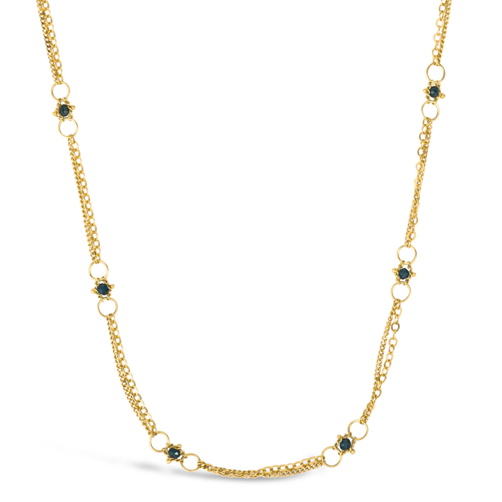 Blue Diamond Whisper Chain Necklace in 18k Gold – Amáli Jewelry