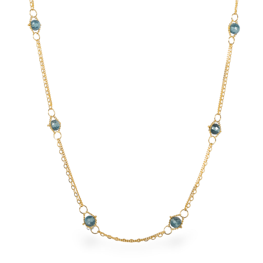 London Blue Topaz Deluxe Whisper Chain Necklace in 18k Gold – Amáli Jewelry